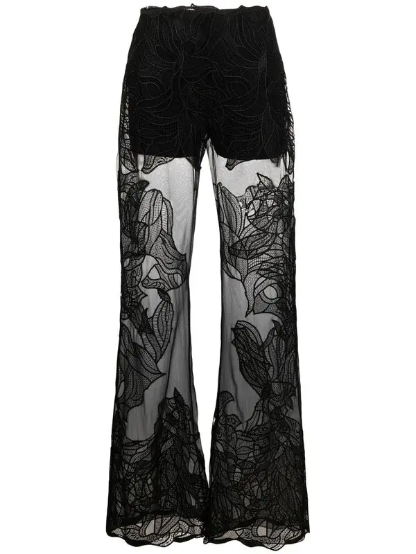 Alberta Ferretti Embroidered Lace Sheer Trousers