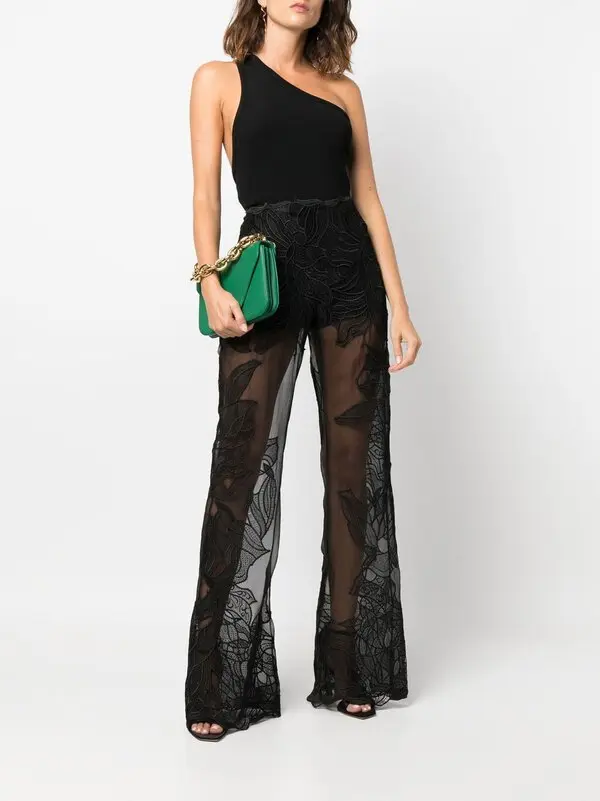 Alberta Ferretti Embroidered Lace Sheer Trousers