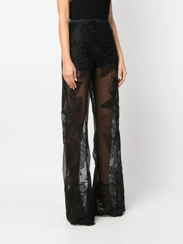 Alberta Ferretti Embroidered Lace Sheer Trousers