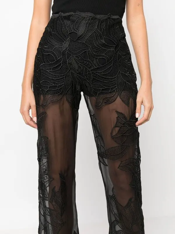 Alberta Ferretti Embroidered Lace Sheer Trousers