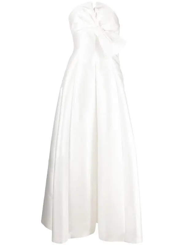 Alberta Ferretti Bow-embellished Evening Gown - White