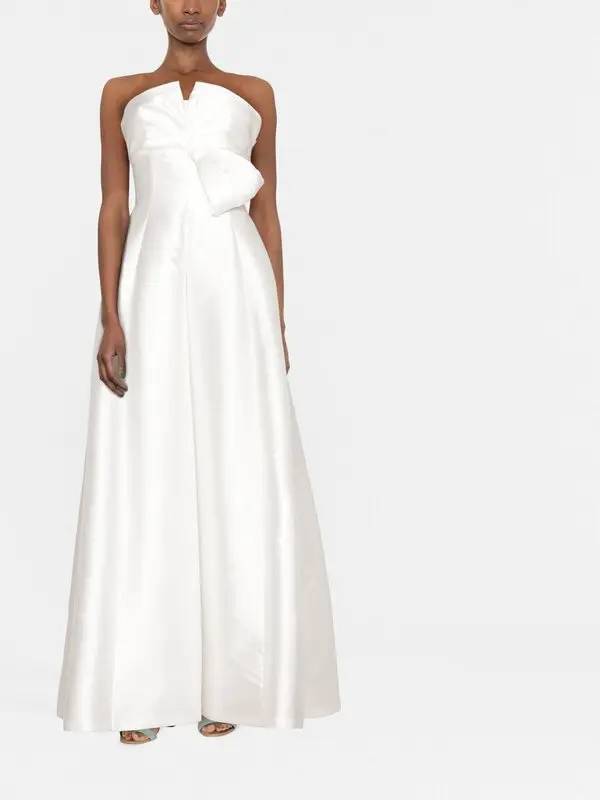 Alberta Ferretti Bow-embellished Evening Gown - White
