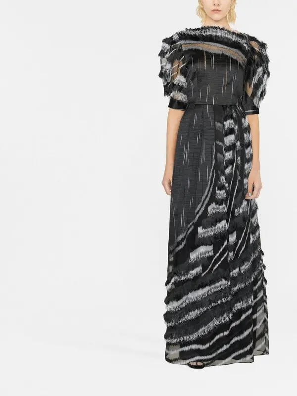 Alberta Ferretti Multi-stripe Evening Gown