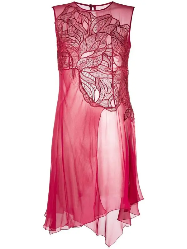 Alberta Ferretti Floral Embroidered Silk Blouse