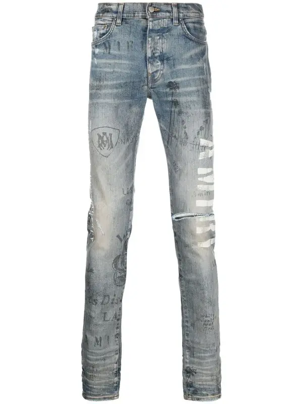 Amiri Slim-fit Illustration Print Jeans