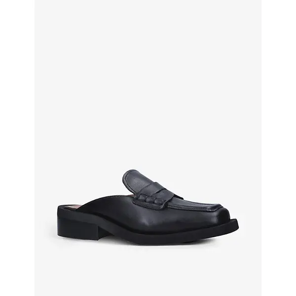 GANNI Square-toe Backless Leather Heeled Loafers