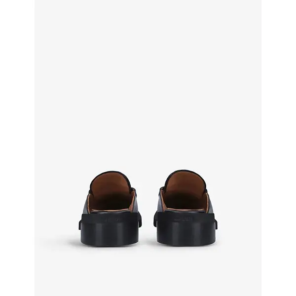 GANNI Square-toe Backless Leather Heeled Loafers