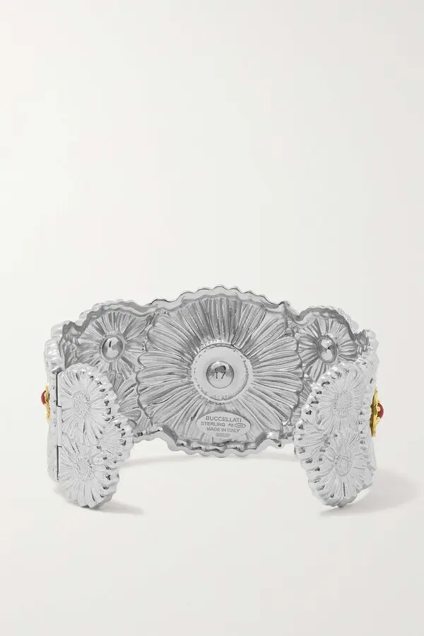 Buccellati Sterling Gold Vermeil, Jasper And Diamond Cuff
