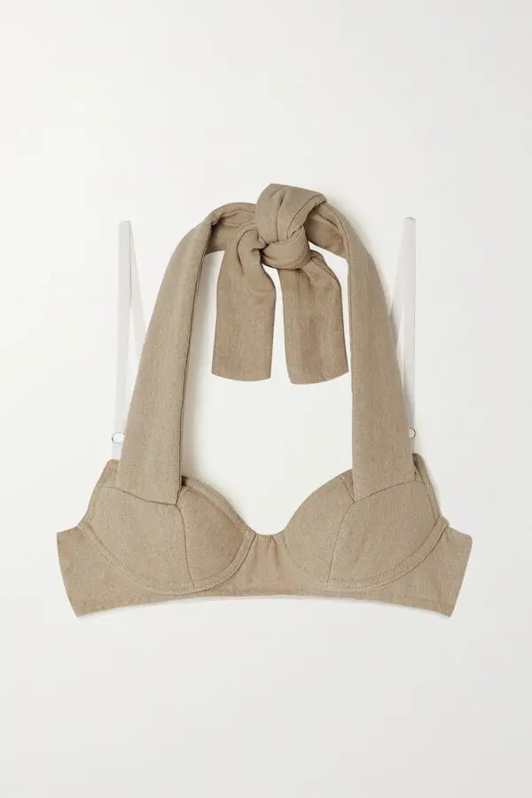 Jacquemus Cuscinu Paneled Linen Bralette - Neutrals