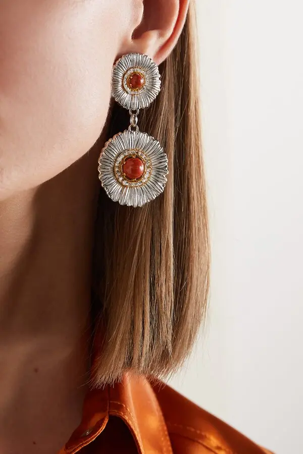 Buccellati Blossoms Jasper And Diamond Earrings