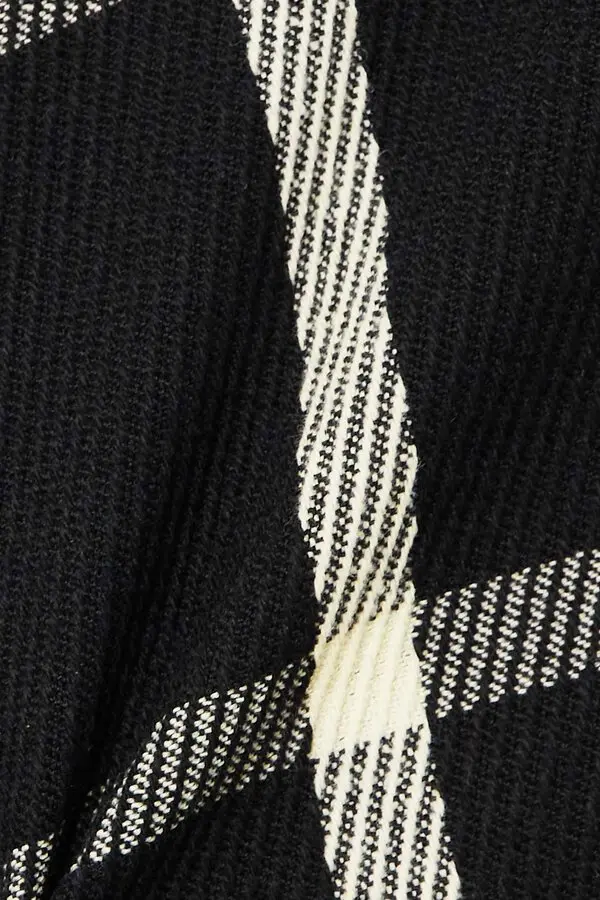 Alaïa Fluted Checked Wool Midi Skirt