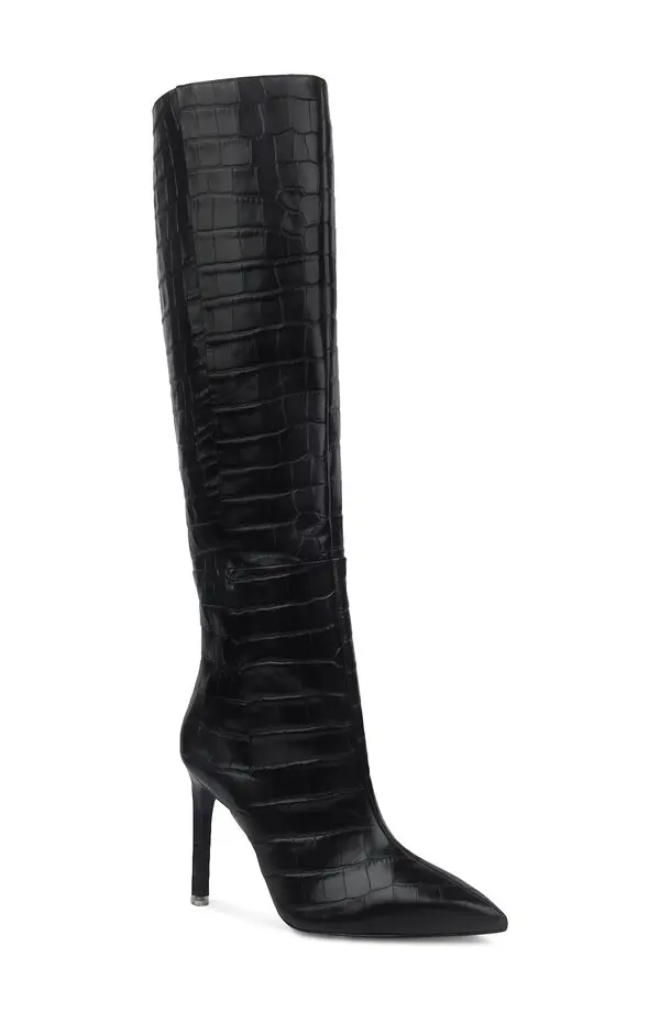 BLACK SUEDE STUDIO Taylor Croc-embossed Knee High Boots - Black Croc