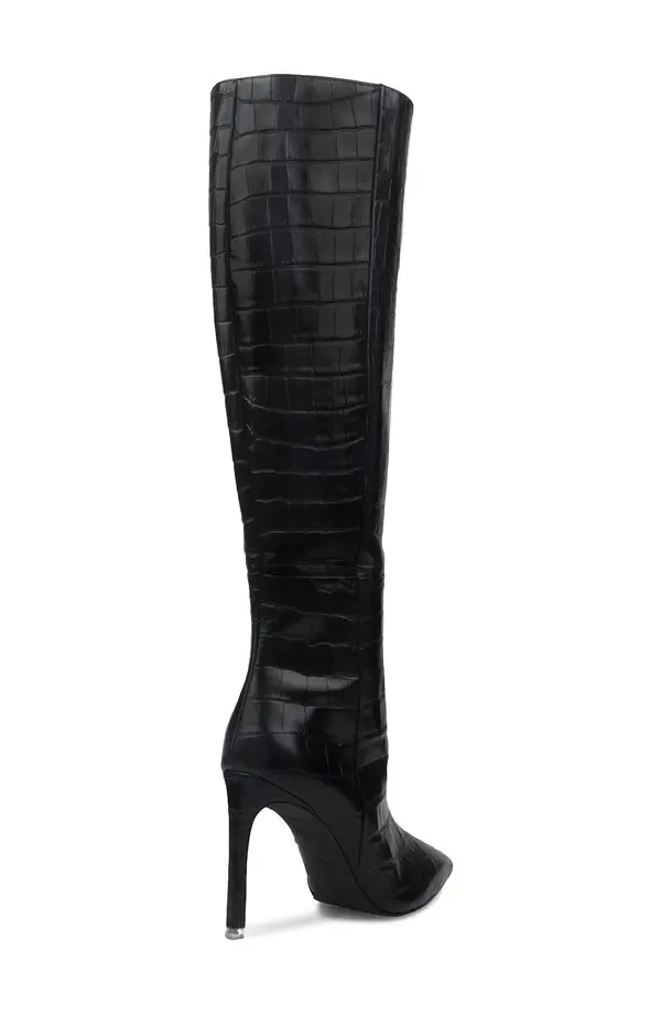 BLACK SUEDE STUDIO Taylor Croc-embossed Knee High Boots - Black Croc