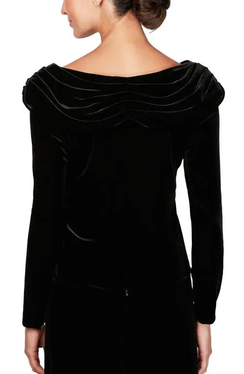 Alex Evenings Ruched Neck Velvet Top