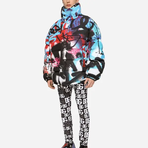 Dolce & Gabbana Nylon Jacket With Spray-Paint Graffiti Print