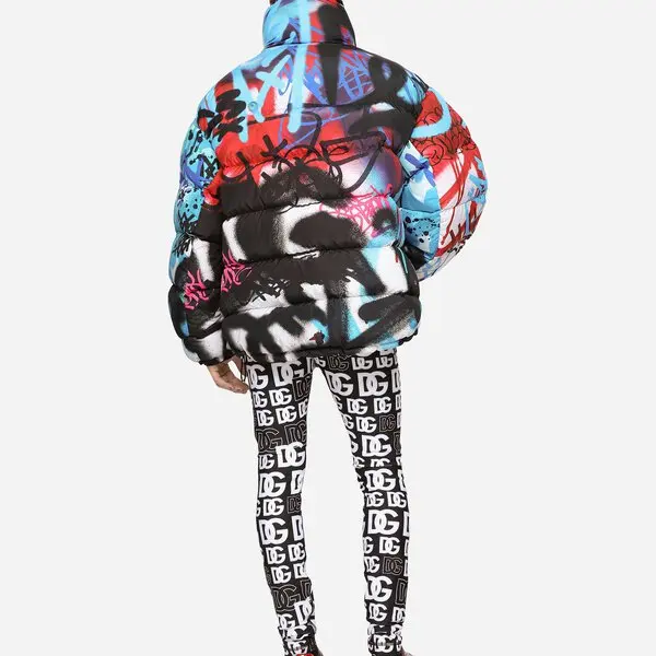 ジャケット・アウター 00s d&g dolce&gabbana multi color nylon Dolce & Gabbana Nylon Jacket With Spray-Paint Graffiti Print