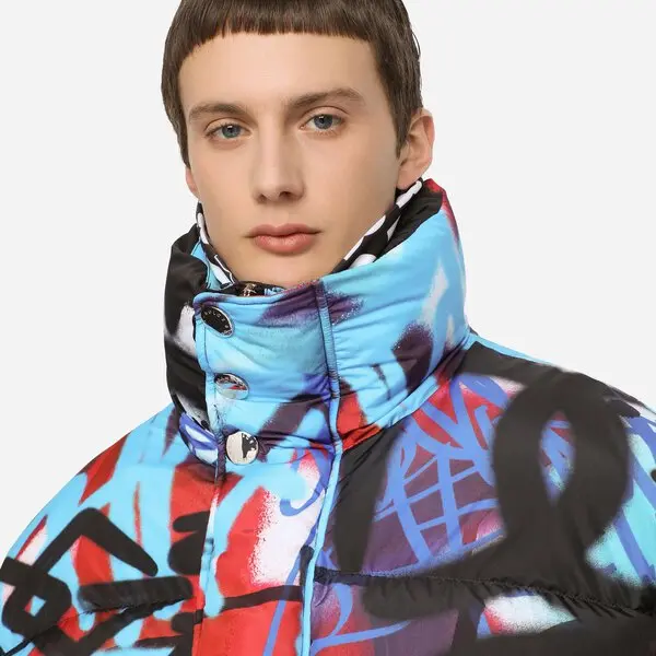 Dolce & Gabbana Nylon Jacket With Spray-Paint Graffiti Print