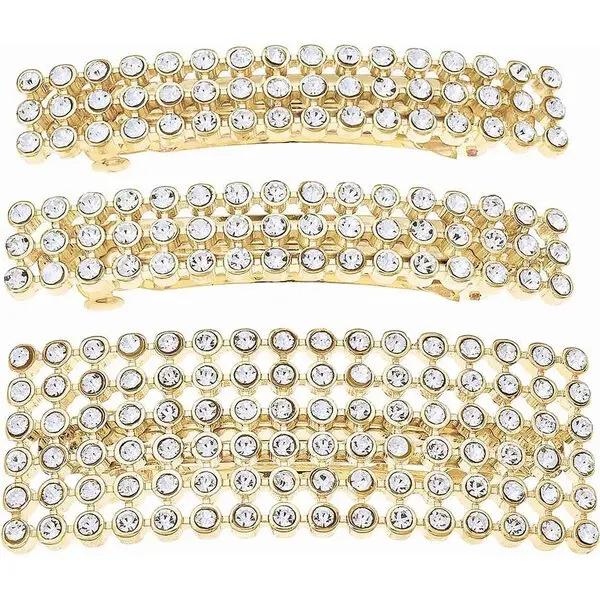 Ettika Assorted 3-pack Crystal Barrettes - Gold