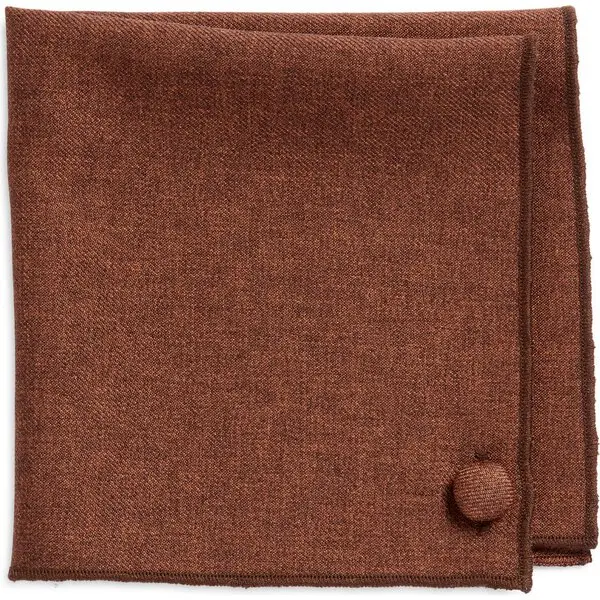 CLIFTON WILSON Solid Wool Pocket Square - Brown