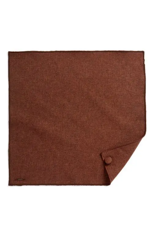 CLIFTON WILSON Solid Wool Pocket Square - Brown