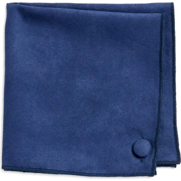CLIFTON WILSON Solid Sueded Cotton Pocket Square - Navy