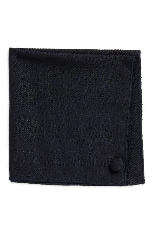 CLIFTON WILSON Textured Wool Pocket Square - Navy