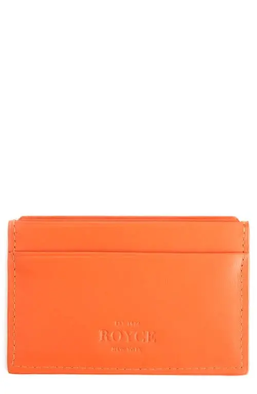 ROYCE NEW YORK Personalized Rfid Leather Card Case - Orange - Deboss