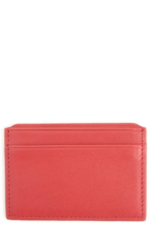 ROYCE NEW YORK Personalized Rfid Leather Card Case - Red- Silver Foil