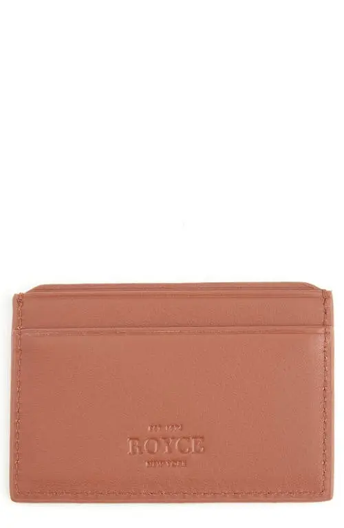 ROYCE NEW YORK Personalized Rfid Leather Card Case - Tan- Gold Foil