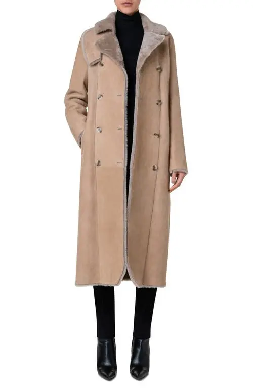 Akris Double-breasted Shearling Leather Coat - 033 Malt