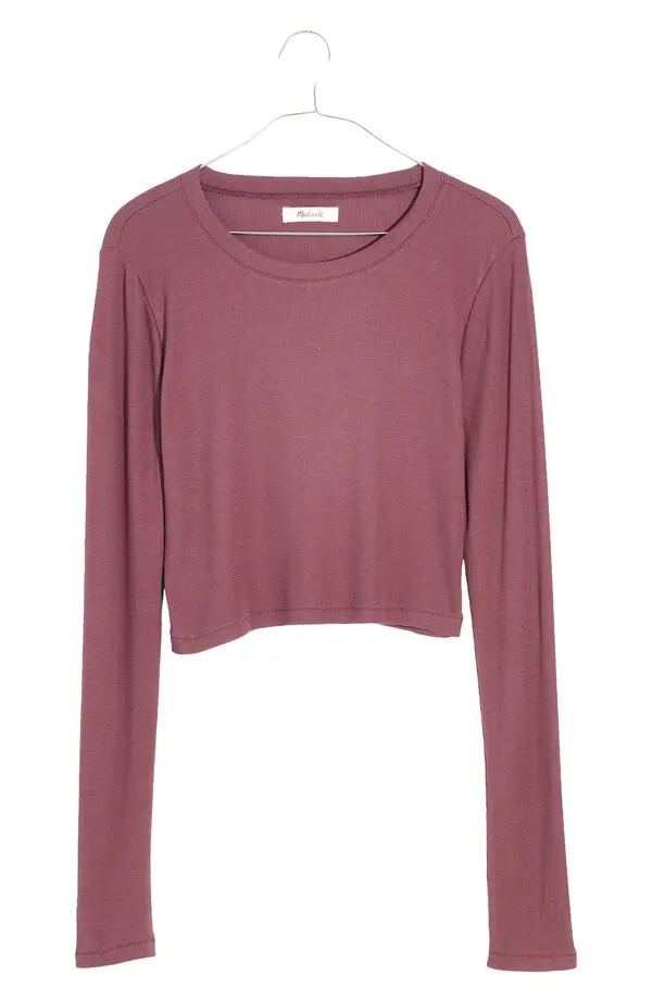 Madewell Fine Ribbed Supercrop Long Sleeve Crewneck T-shirt
