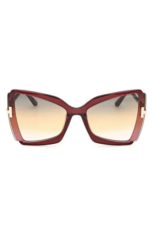 TOM FORD Gia 63mm Oversized Butterfly Sunglasses - Bordeaux/rose Gold