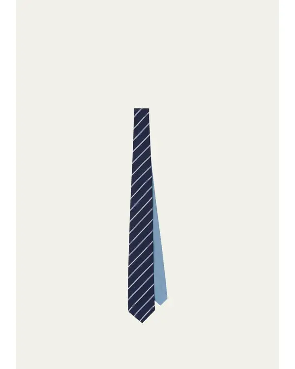 Prada Needlepoint Silk Neck Tie - Navy