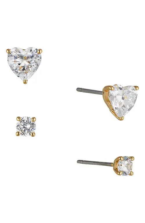Nadri Cubic Zirconia Heart Stud Earrings - Gold
