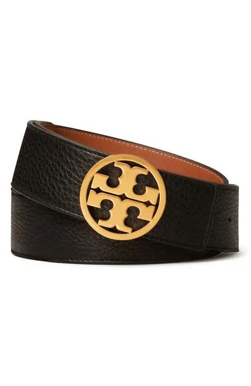 Tory Burch Miller 1.5-inch Reversible Belt - Black/classic Cuoio/gold