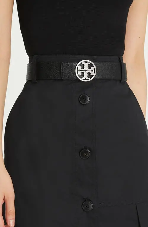 Tory Burch Miller 1.5-inch Reversible Belt - Gray Heron/black/silver