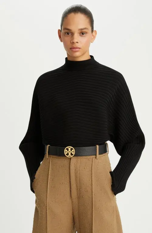 Tory Burch Miller 1.5-inch Reversible Belt - Gray Heron/black/silver