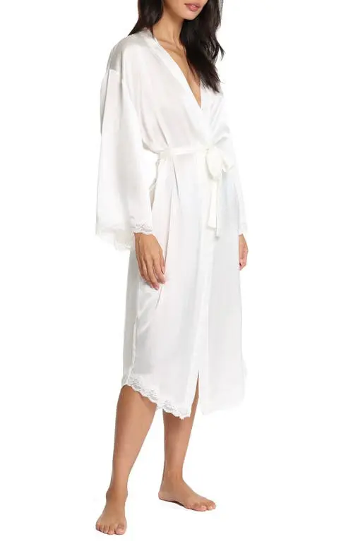 PAPINELLE Camille Lace Trim Silk Robe