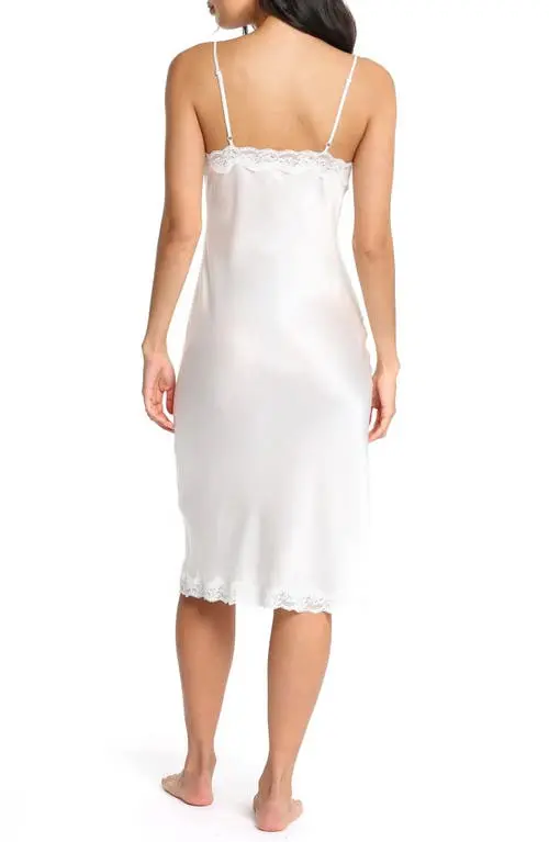 PAPINELLE Camille Lace Trim Silk Nightgown