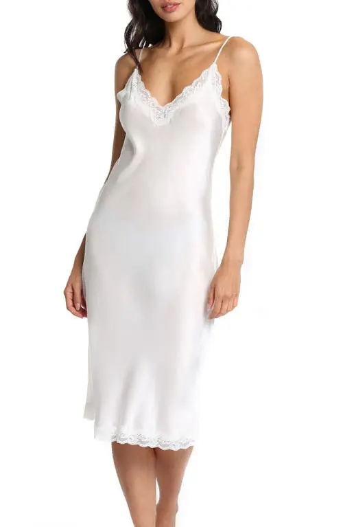 PAPINELLE Camille Lace Trim Silk Nightgown
