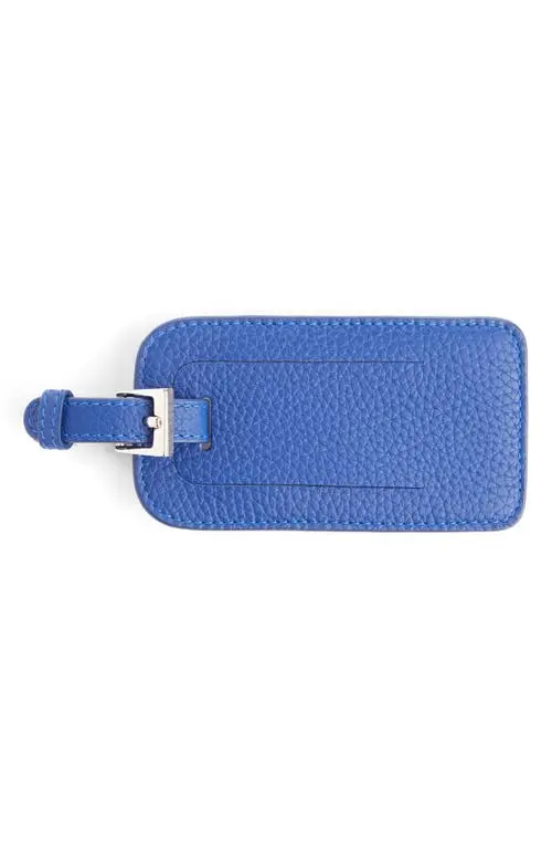 ROYCE NEW YORK Personalized Leather Luggage Tag - Blue Silver Foil