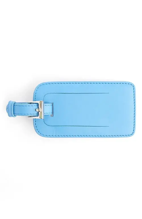 ROYCE NEW YORK Personalized Leather Luggage Tag - Light Blue - Deboss