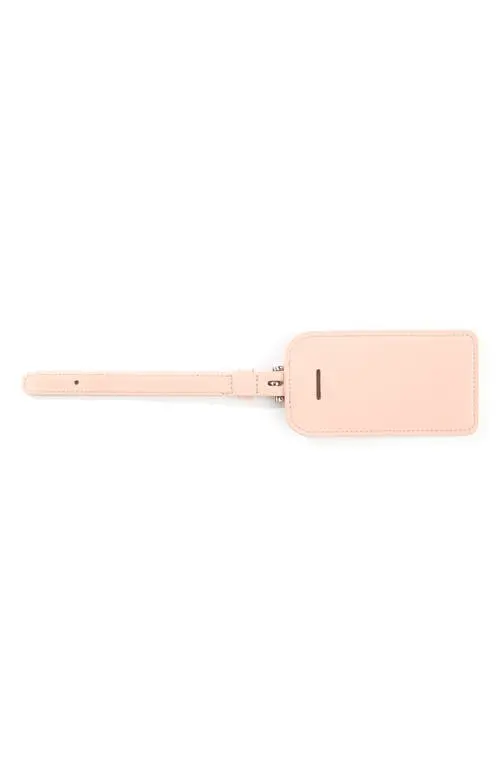 ROYCE NEW YORK Personalized Leather Luggage Tag - Light Pink- Silver Foil