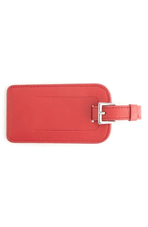 ROYCE NEW YORK Personalized Leather Luggage Tag - Red- Silver Foil