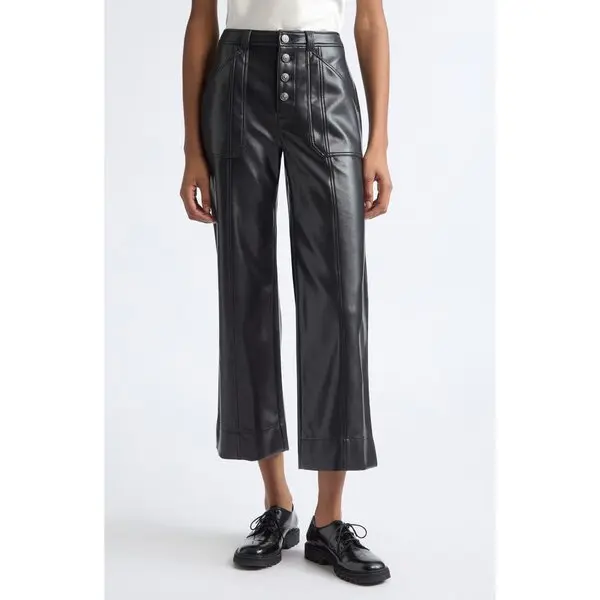 Cinq À Sept Benji Faux Leather Crop Pants - Black