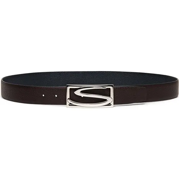 Santoni Reversible Leather Belt - Black