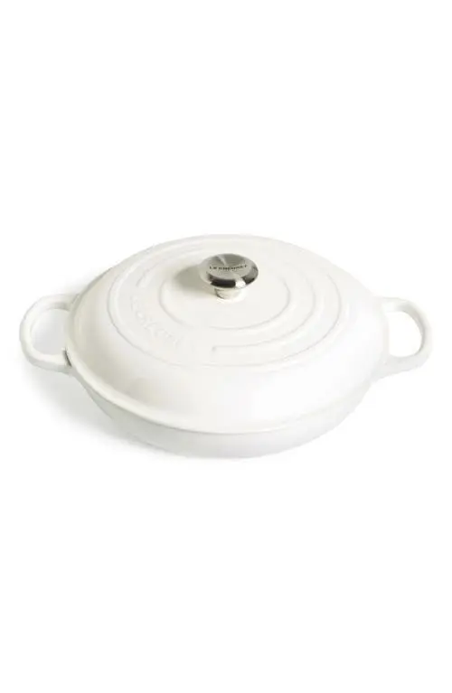 LE CREUSET Signature 5 Quart Enameled Cast Iron Braiser - White