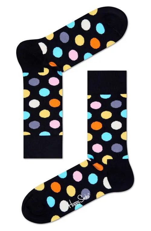 Happy Socks Big Dot Crew Socks - Black