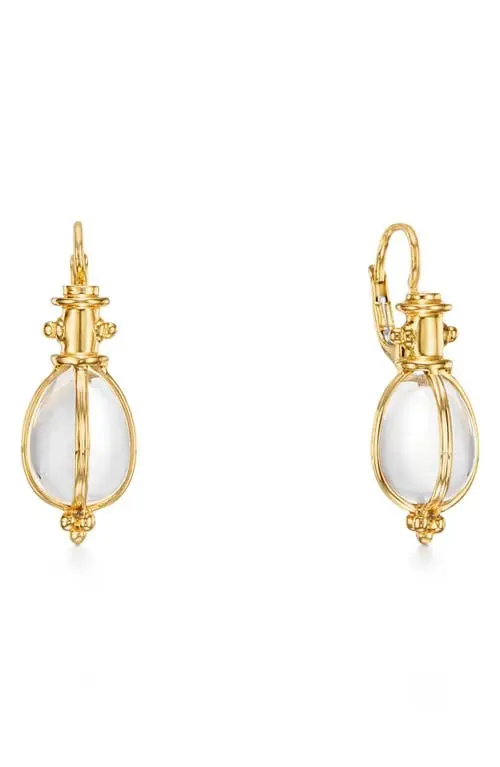 Temple St. Clair Classic Rock Crystal Amulet Drop Earrings - Yellow Gold