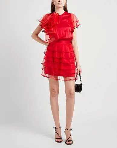 Elisabetta Franchi Mini Dress With Ruffles - Red